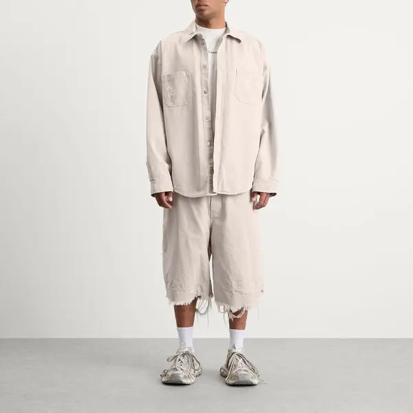 Balenciaga Heavy Cotton Workwear Shorts - Light Grey | Editorialist